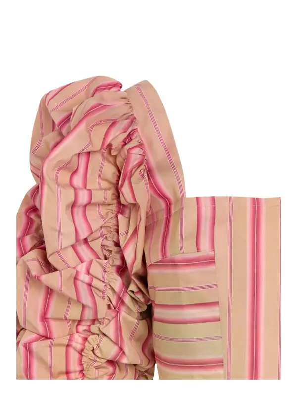 Thierry Colson Misia Striped Ruffled-sleeve Top - Neutrals