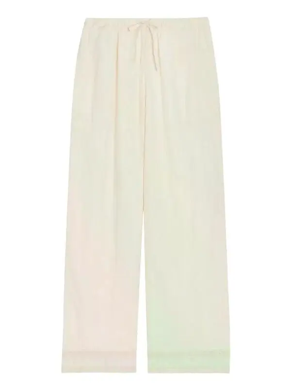 SOLAQUA Floral Embroidered Drawstring Trousers - Neutrals