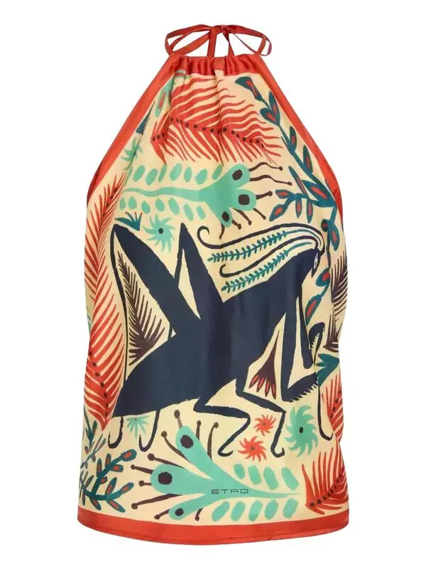 Etro Insect Print Halterneck Top - Red