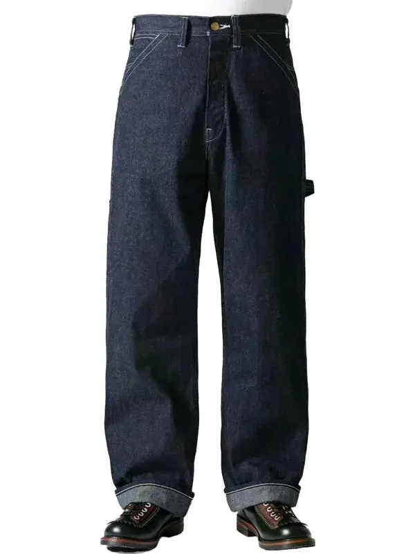 SUGAR CANE JEANS Logo Patch Work Denim Jeans - Blue