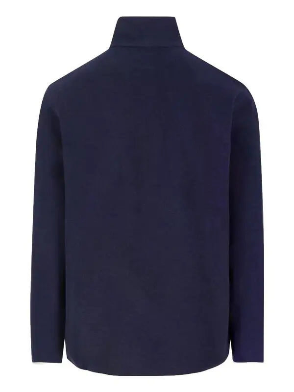 Brunello Cucinelli Quarter-zip Sweater With Embroidered Logo - Blue