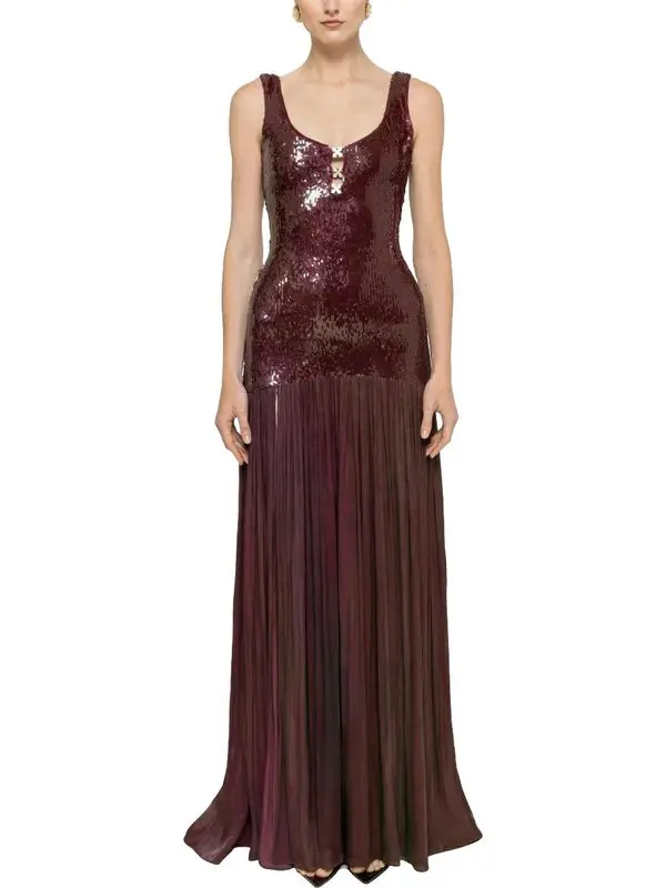 NISSA Sequin Embellished Maxi Dress - Red
