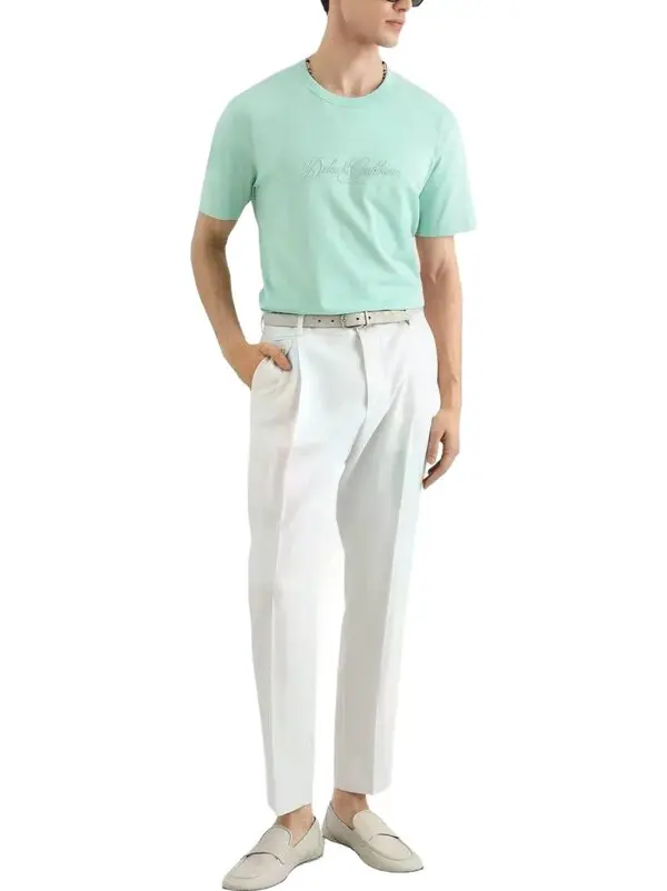 Dolce & Gabbana Cotton T-shirt With Dg Embroidery - Green