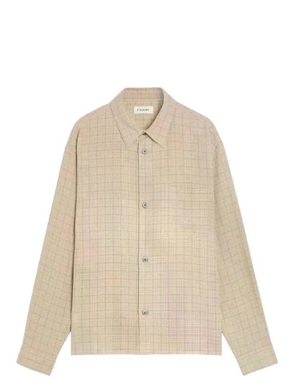 FRAME Plaid-check Button-down Linen-blend Shirt - Neutrals