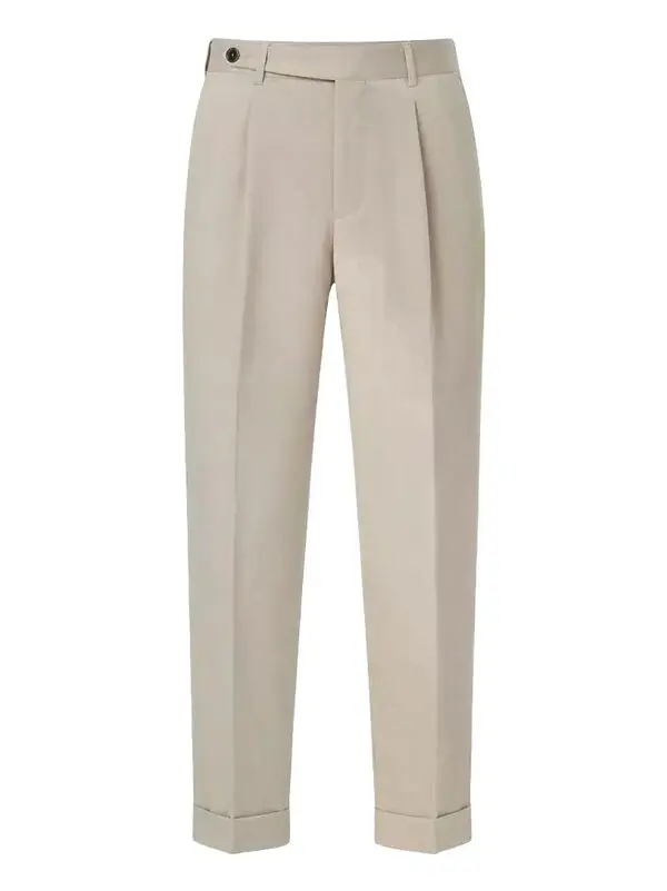 PT TORINO Pleated Turn-up Trousers - Neutrals