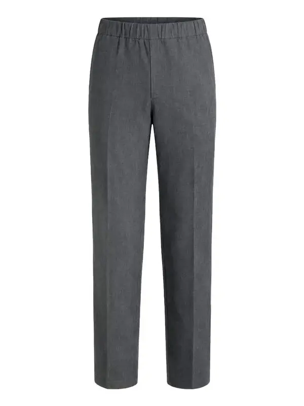 LARDINI Elasticated-waistband Pressed-crease Trousers - Grey