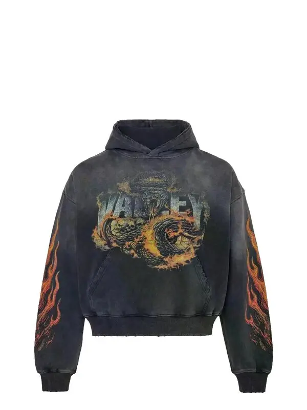 VALE FOREVER Serpent Distressed Hoodie - Grey