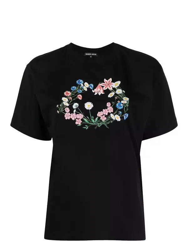 Markus Lupfer Floral Print T-shirt - Black