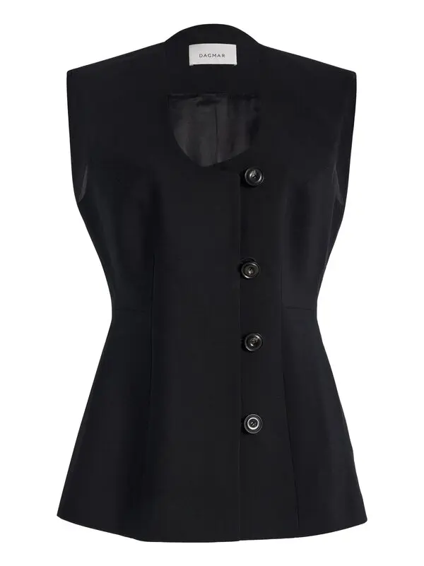 HOUSE OF DAGMAR Sleeveless Wool Blazer - Black
