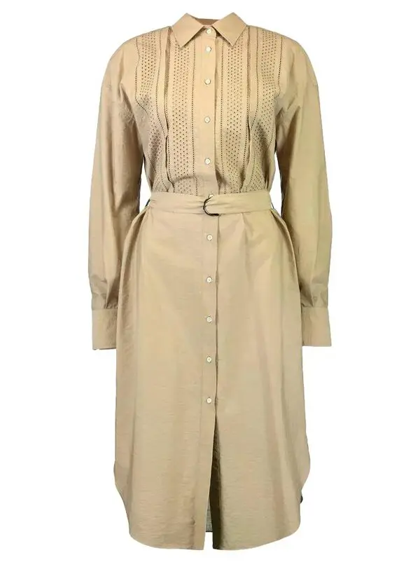 Brunello Cucinelli Beige Broderie Anglaise Shirt Dress - Neutrals