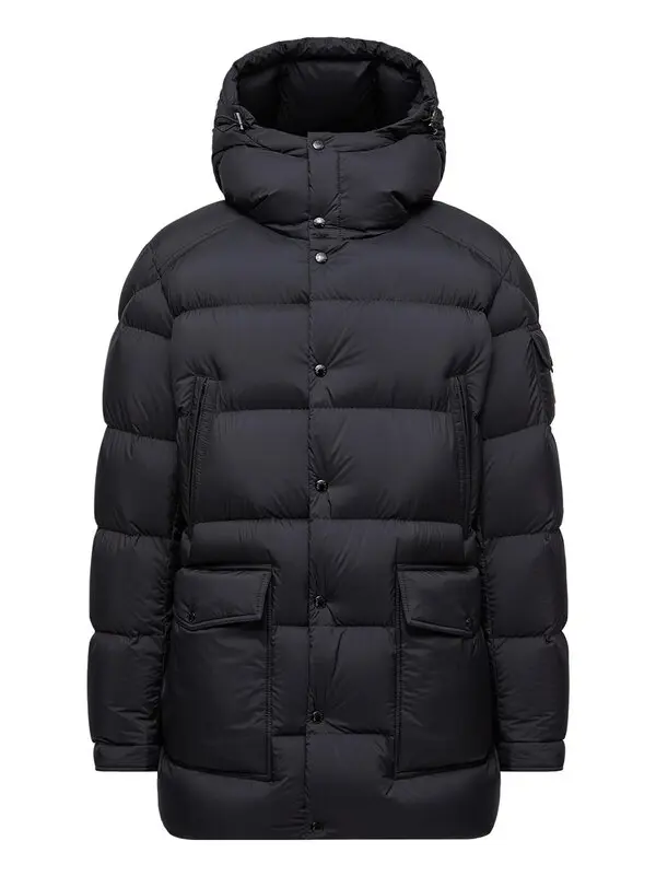 Moncler Bretagne Hooded Mid-length Down Jacket - Black