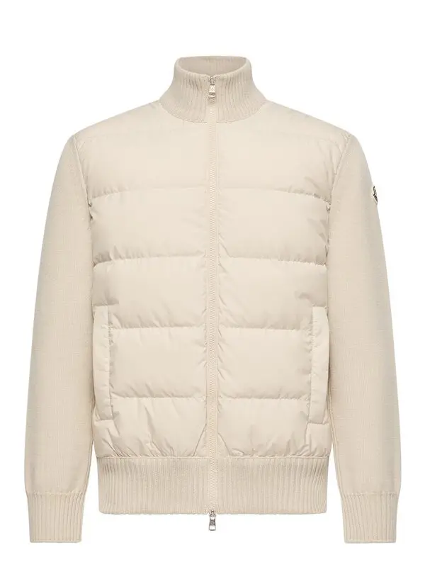 Moncler Padded Wool Zip-up Cardigan - Beige
