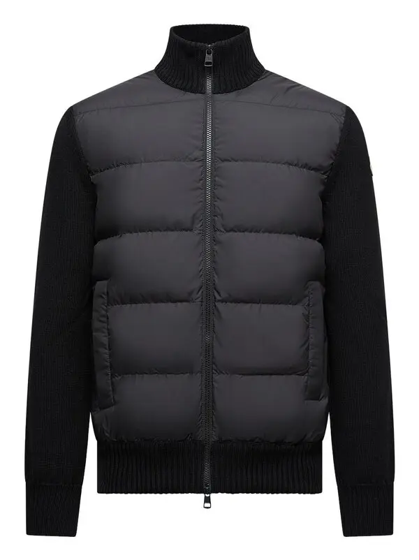 Moncler Padded Wool Zip-up Cardigan - Black