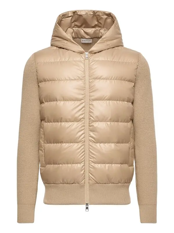 Moncler Padded Wool Zip-up Hoodie - Beige