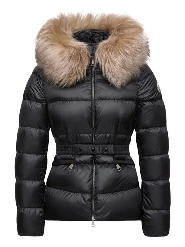 Moncler Boed Hooded Shearling-trimmed Short Down Jacket - Black