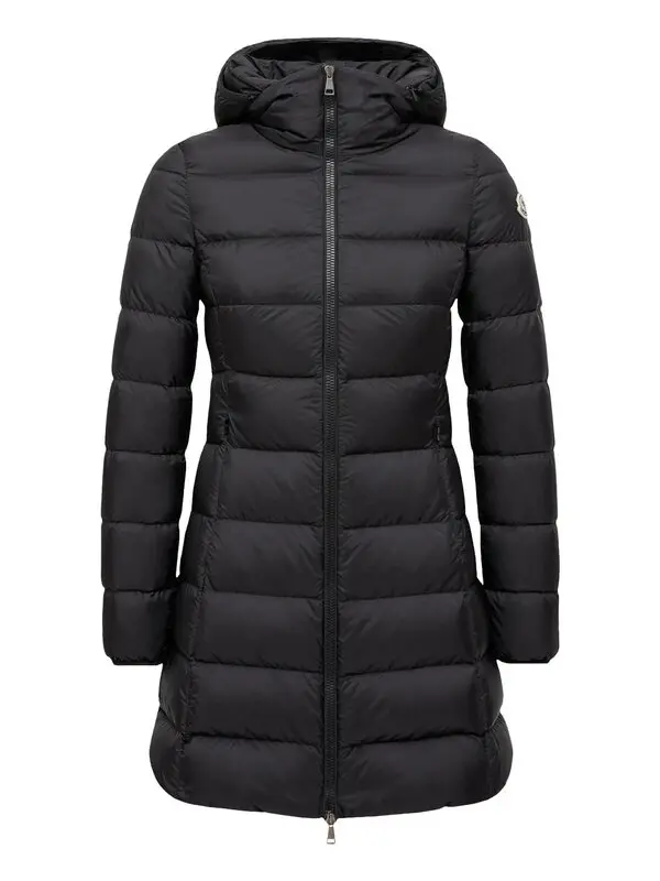 Moncler Gie Hooded Long Down Jacket - Black