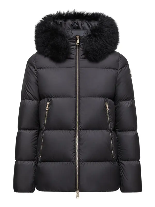Moncler Laichefur Shearling-trimmed Short Down Jacket - Black