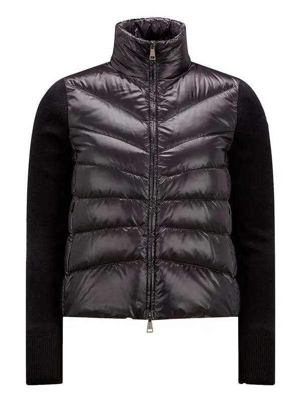 Moncler Padded Wool Zip-up Cardigan - Black