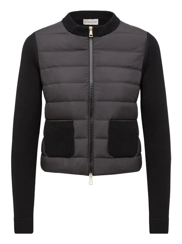 Moncler Wool Padded Zip-up Cardigan - Black