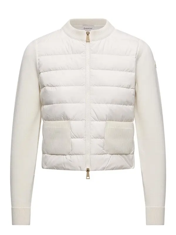 Moncler Wool Padded Zip-up Cardigan - White