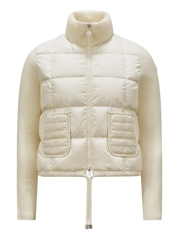 Moncler Square-quilted Padded Wool Zip-up Cardigan - White
