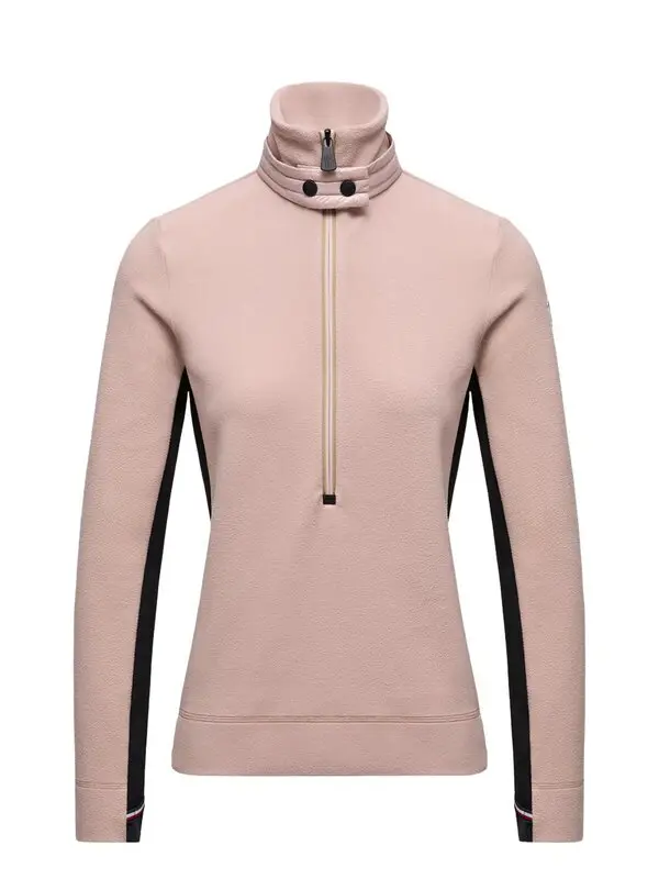 Moncler Half-zip Performance Fleece Top - Pink