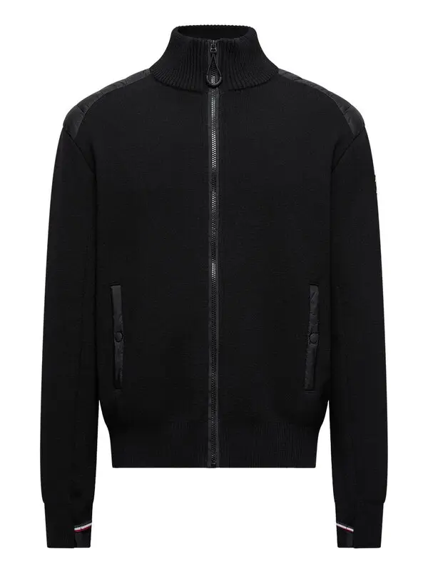 Moncler Wool Blend Padded Zip-up Cardigan - Black