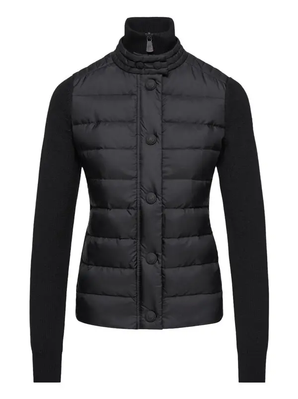 Moncler Padded Wool Blend Cardigan - Black