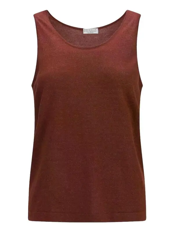 Brunello Cucinelli Knitted Metallic-effect Top - Red