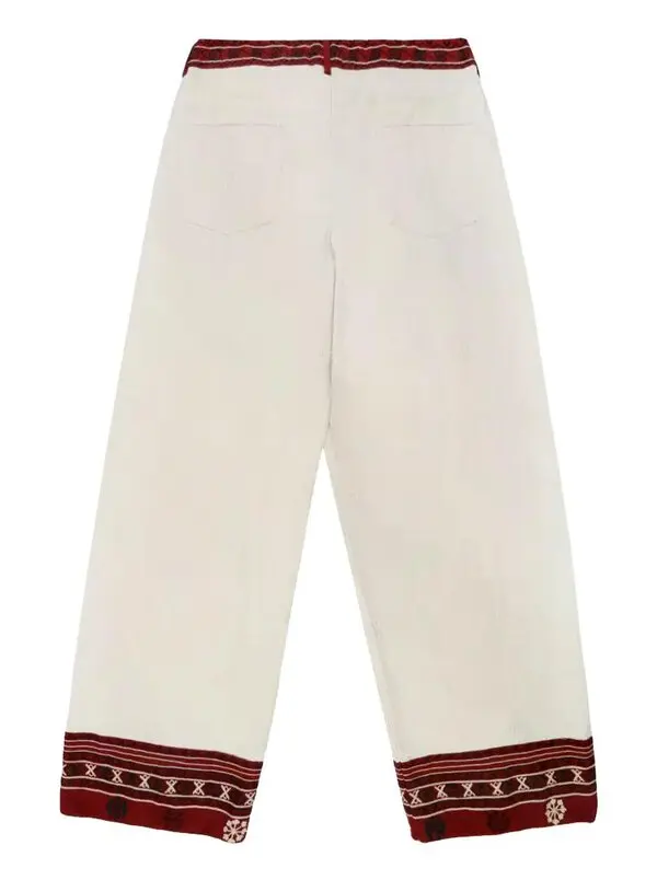 MAISON HOTEL Gilberto Embroidered Wide Leg Trousers - Neutrals