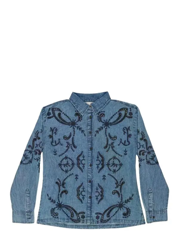 MAISON HOTEL Stella Constellation Embroidered Denim Shirt - Blue