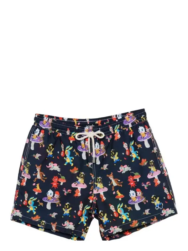 ARRELS BARCELONA Graphic Print Drawstring Swim Shorts - Blue