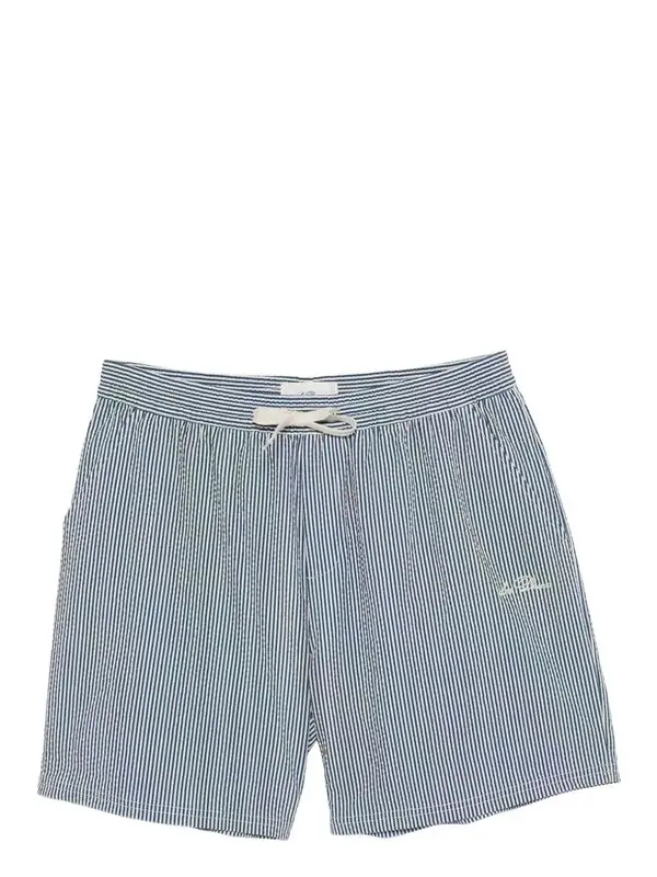 LES DEUX Striped Seersucker Swim Shorts - Blue