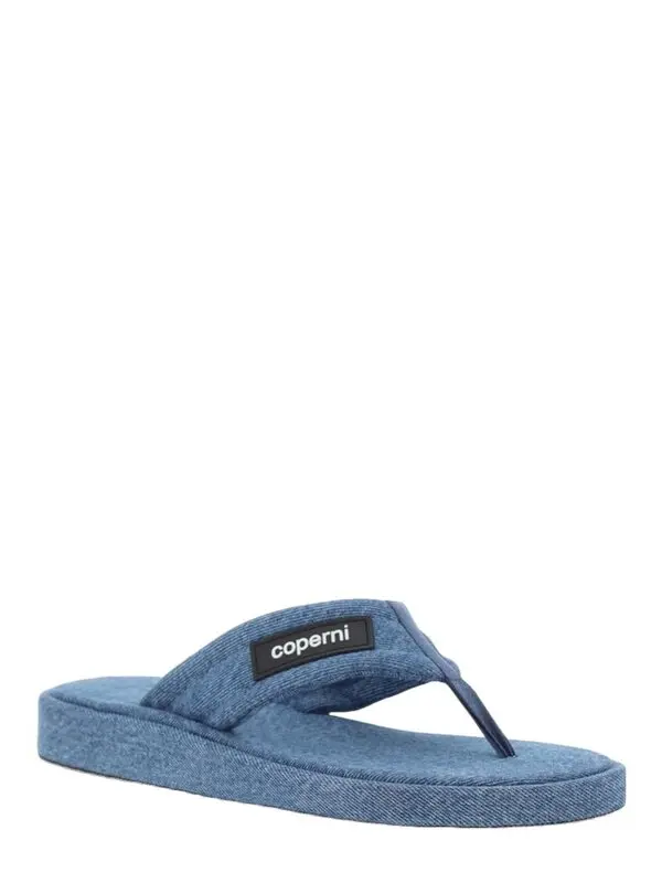 Coperni Logo Patch Denim Thong Sandals - Blue
