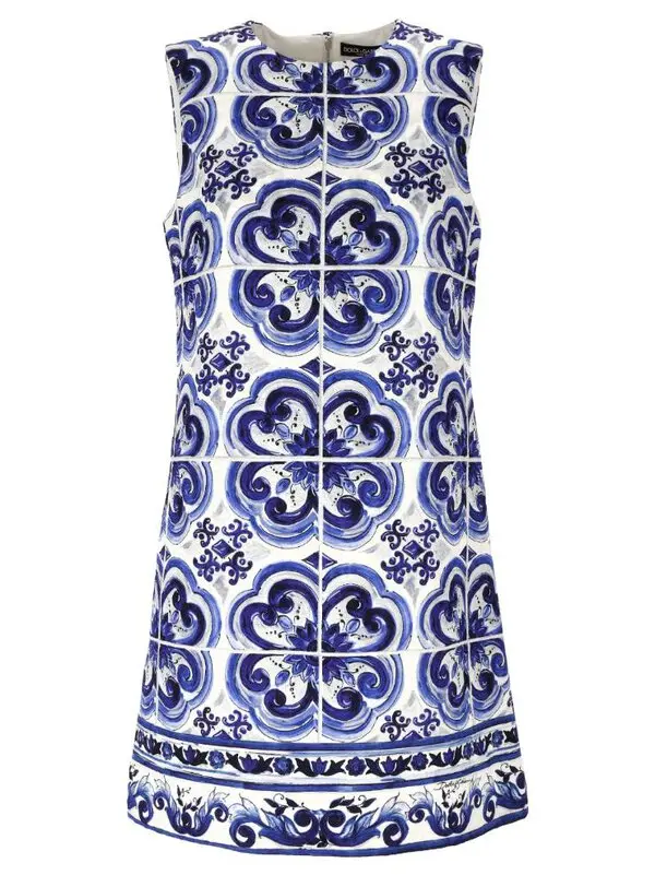 Dolce & Gabbana Majolica Print Mini Dress - Blue