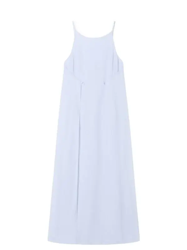 Emporio Armani Long Dress In Techno Georgette - Blue