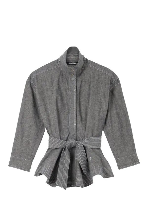 Jacquemus Belted Peplum Jacket - Grey