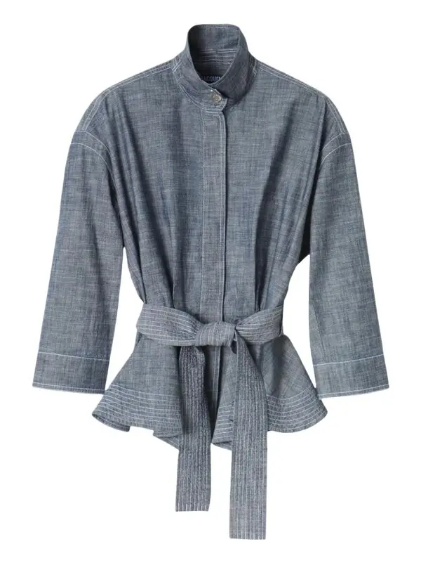 Jacquemus Belted Peplum Jacket - Grey