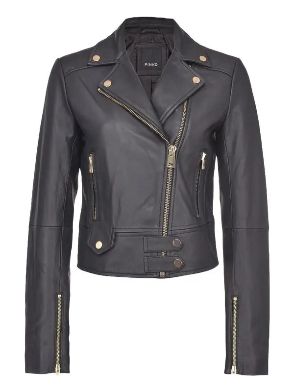 Pinko Cropped Jacket With Zip Detail - Black