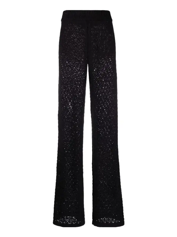 ROTATE BY BIRGER CHRISTENSEN Loose-knit High-waisted Trousers - Black