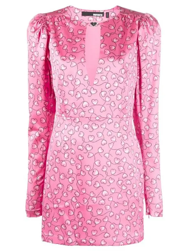 ROTATE BY BIRGER CHRISTENSEN Heart Print Mini Dress - Pink