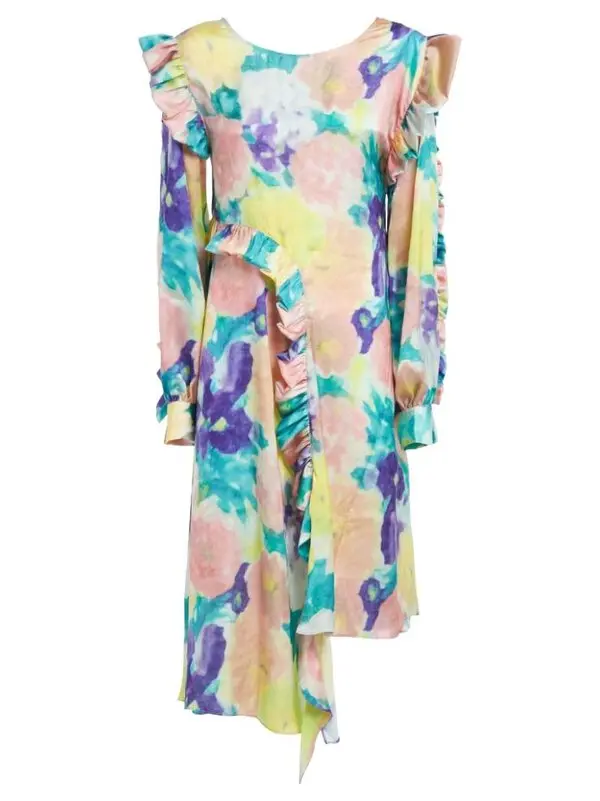 REMAIN BIRGER Long-sleeved Round-necked Dress - Multicolor