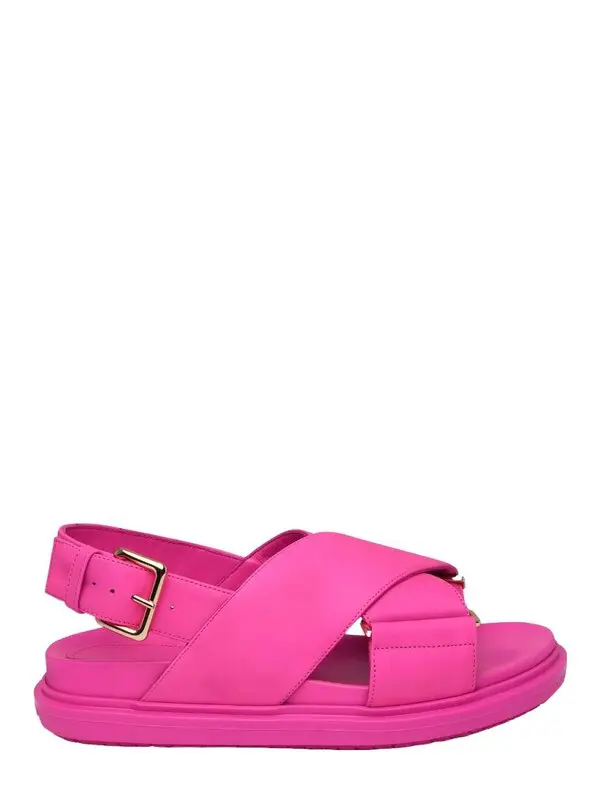 Marni Logo Embossed Buckled Sandals - Pink