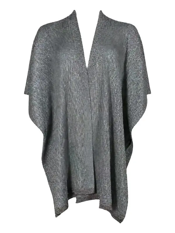 D.exterior Open-front Poncho With Abstract Pattern - Grey