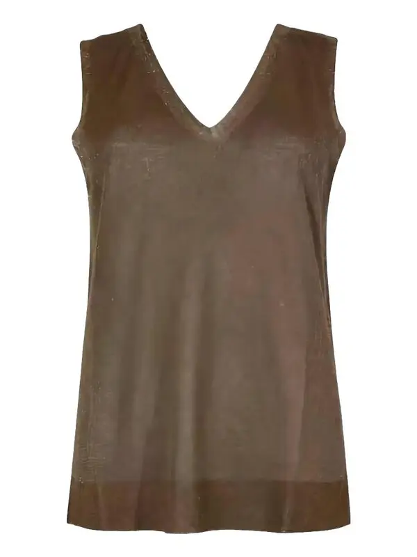 D.exterior Lurex-knit V-neck Top - Brown