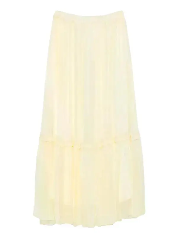 SOLOTRE Tiered Ruffled Maxi Skirt - Neutrals