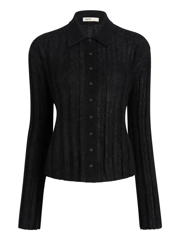 Khaite Meadow Rib-knit Mohair And Silk Cardigan - Black