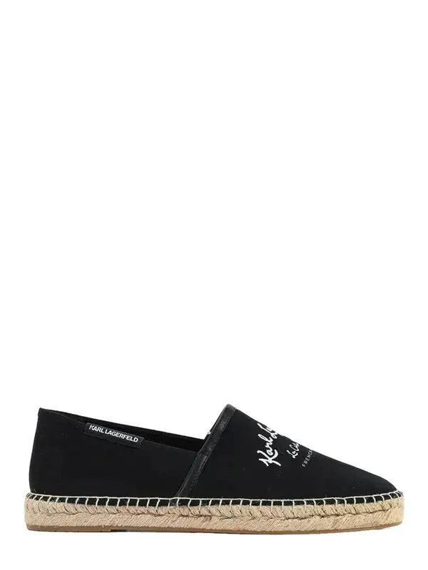 Karl Lagerfeld Logo-embroidered Braided Sole Espadrilles - Black