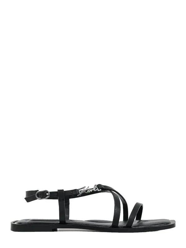 Karl Lagerfeld Logo-plaque Strappy Sandals - Black