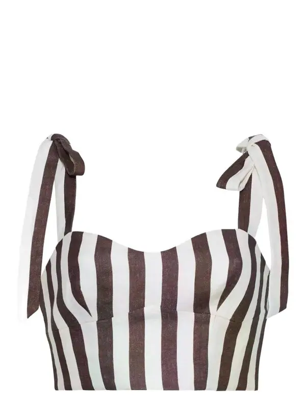 Cara Cara Faiza Striped Tie-fastening Top - Brown